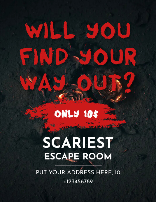 Copy of Black Typography Horror Scary Escape Room Fly | PosterMyWall