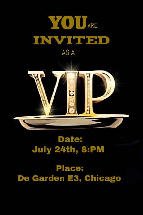 Black Typography Vip Invitation Card Poster Template | PosterMyWall