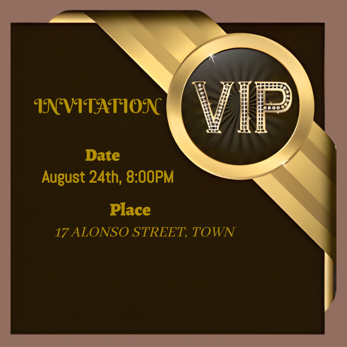 Black Typography Vip Invitation Card Square Template | PosterMyWall