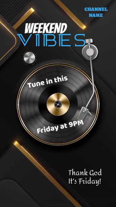 Copy of Black Typography Weekend Vibes Thank God It's | PosterMyWall