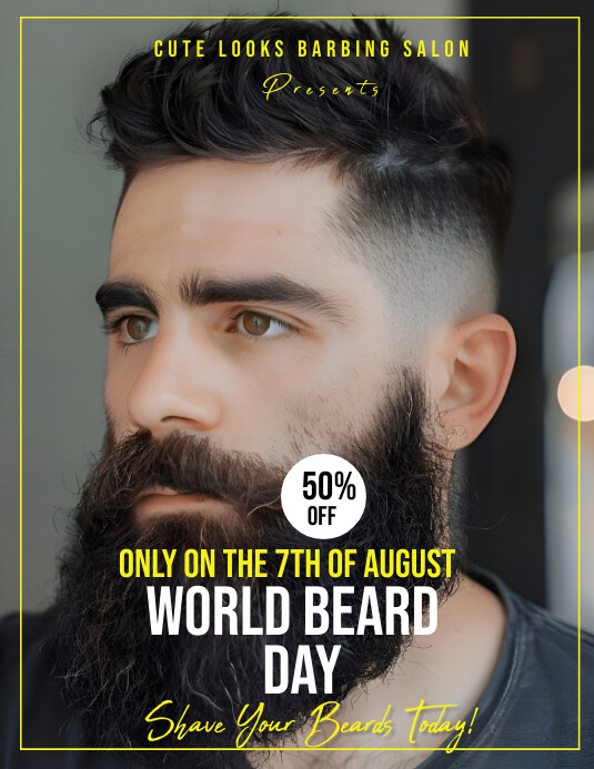 Black Typography World Beard Day Flyer (us Le Template | PosterMyWall