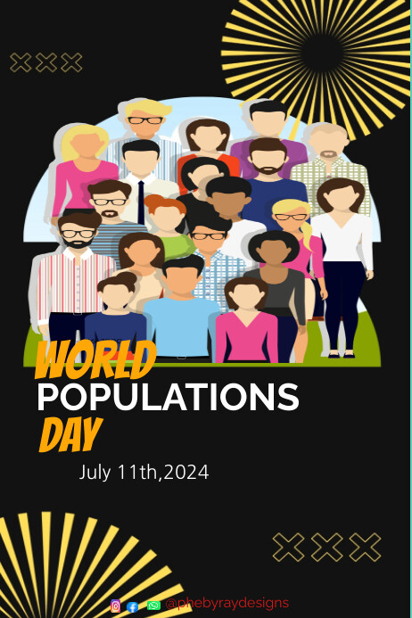 Black Typography World Population Day Poster Modelo | PosterMyWall
