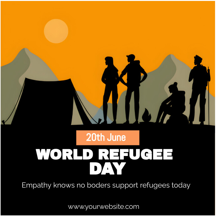 Black Typography World Refugee Day Instagram Template | PosterMyWall