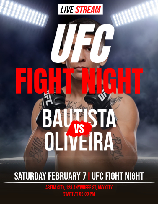 Black UFC Fight Night Flyer Template | PosterMyWall