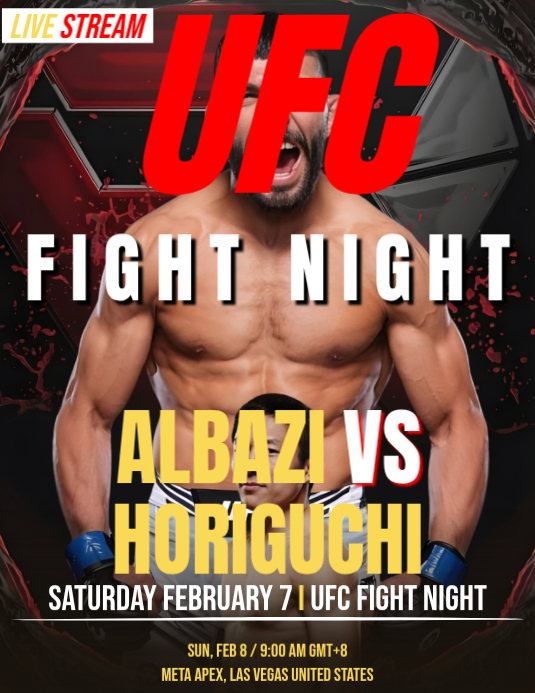 Black UFC Fight Night Flyer Template | PosterMyWall