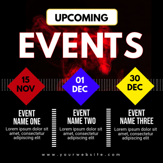 Black Upcoming Events Scheduled Poster Square (1:1) Template | PosterMyWall