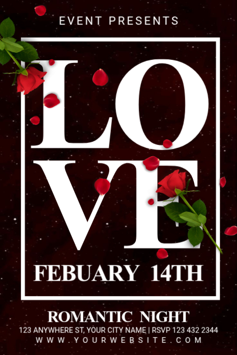 Black Valentine's Day Event Poster Template | PosterMyWall