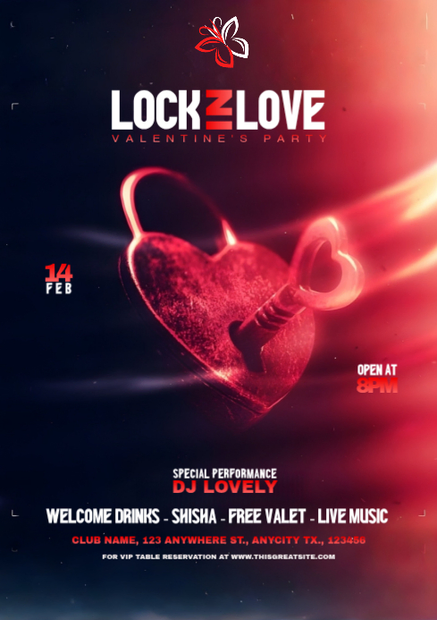 Black Valentine's Day Party LOCK IN LOVE A4 Template | PosterMyWall