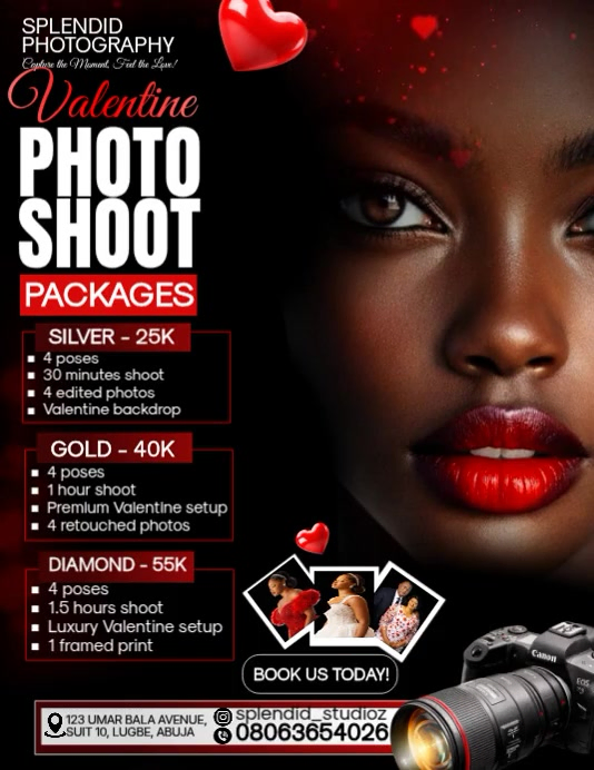 Black Valentine's Day Photo Shoot Package Flyer Video Template ...