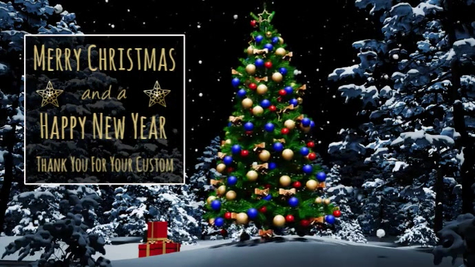 Black Video Merry Christmas Digital Display (16:9) Template | PosterMyWall