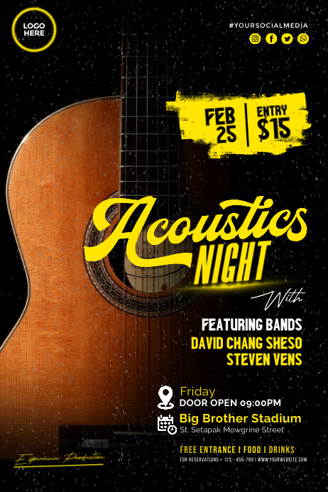 Copy of Black Vintage Acoustic Night Poster | PosterMyWall