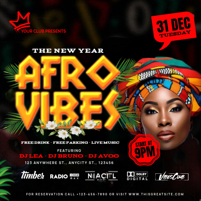 Black Vintage Afro Vibes Party Instagram Post Template | PosterMyWall