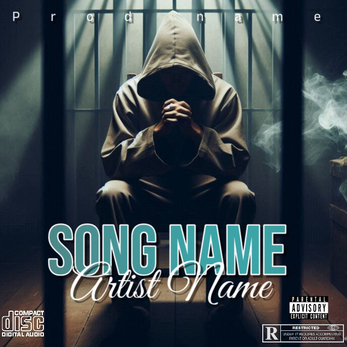 Black Vintage Alone Lonely Man Jail Song Mixtape Album Cover Template ...