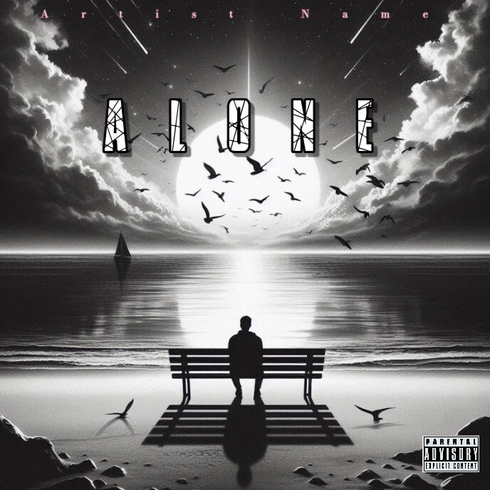 Copy of Black Vintage Alone Sad Man Beach Mixtape Cover Album Cover ...