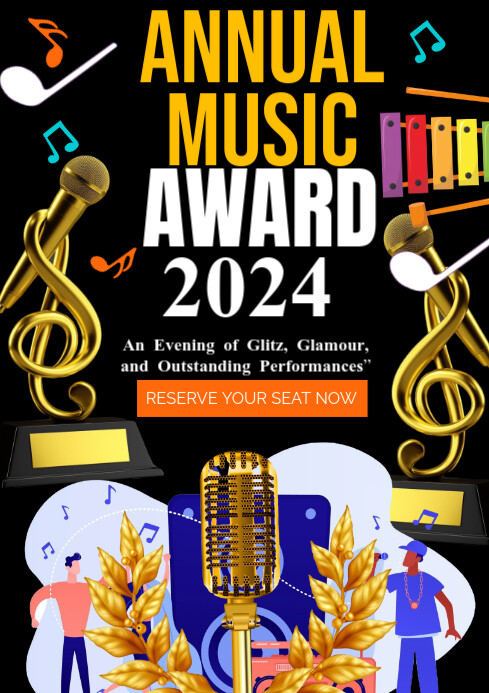 Black Vintage Annual Music Award A1 Template | PosterMyWall