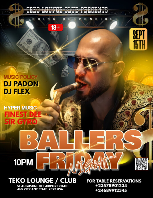 Black Vintage Ballers Friday Night Flyer (us Template | PosterMyWall