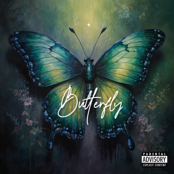 Black Vintage Butterfly Song Album Cover Albu Template | PosterMyWall