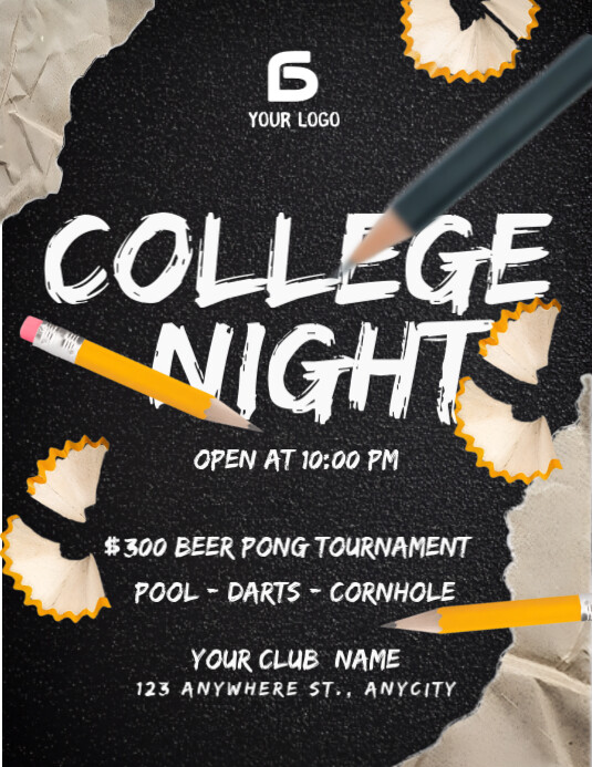 Copy of Black Vintage College Night Party Flyer (us Letter) | PosterMyWall