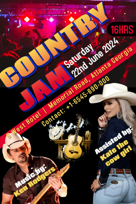 Black Vintage Country Music Artist Band party Template | PosterMyWall