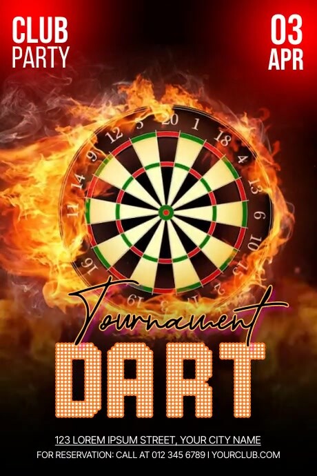 Black Vintage Dart Tournament Poster Template | PosterMyWall