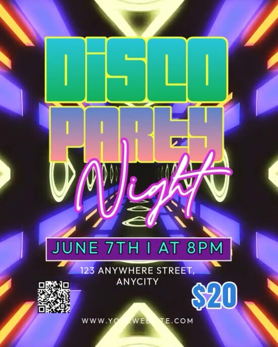 Black Vintage Disco Party Night Instagram Portrait Template | PosterMyWall