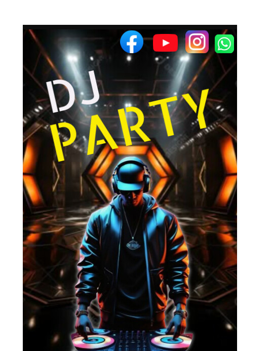 Black Vintage Dj Party Flyer (us Letter) Template | PosterMyWall