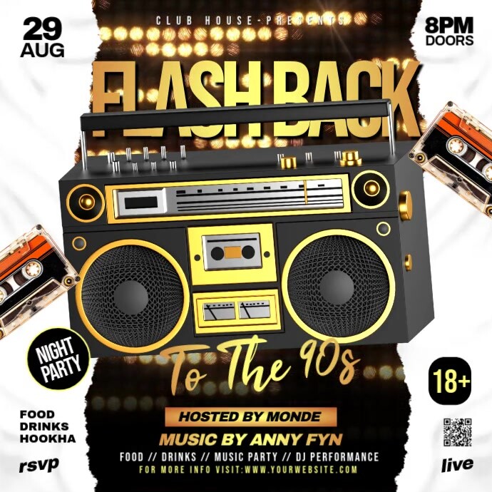 Copy of Black Vintage Flash Back Party Ads Flyer Instagram Post ...