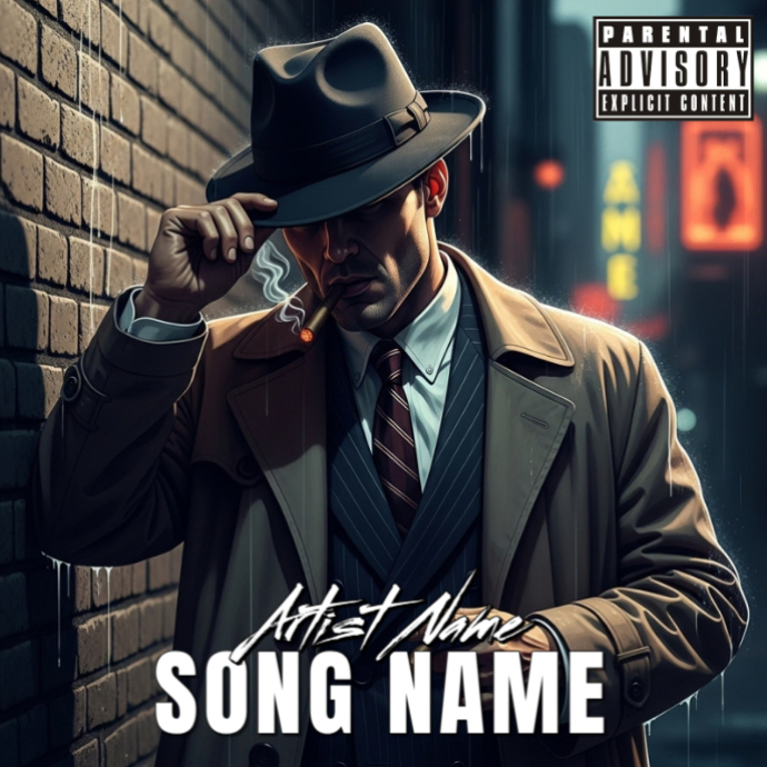 Black Vintage Gangster Boy: Streets Of Shadow Album Cover Template ...