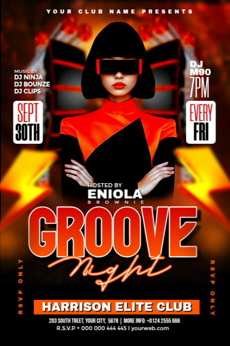 Plantilla de Black Vintage Groove Night Poster | PosterMyWall