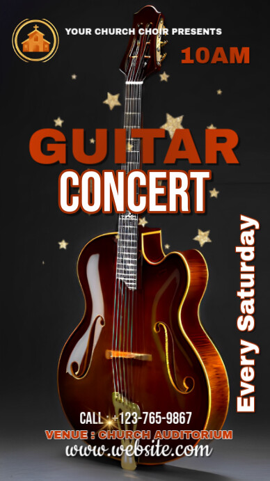 Black Vintage Guitar Concert Instagram Story Template | PosterMyWall