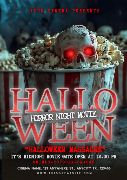 Copy of Black Vintage Halloween Horron Night Movie A4 | PosterMyWall