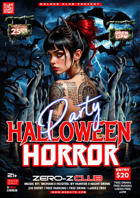 Black Vintage Halloween Horror Night Party A4 Template | PosterMyWall