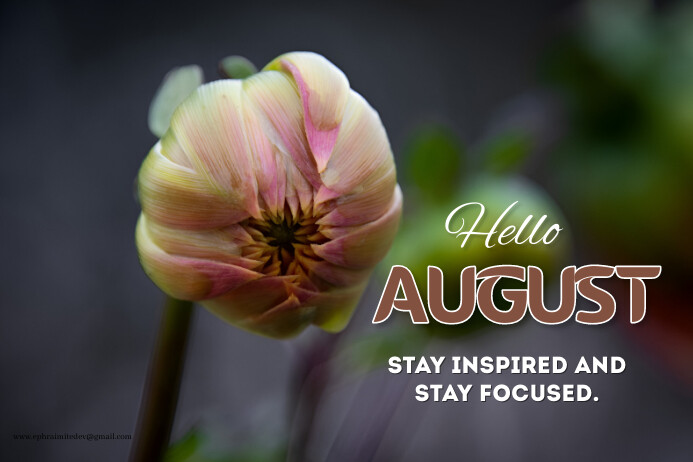 Black Vintage Hello August Label Template | PosterMyWall