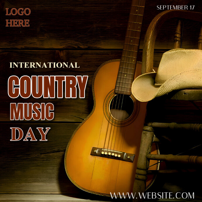 Black Vintage International Country Music Day Template | PosterMyWall