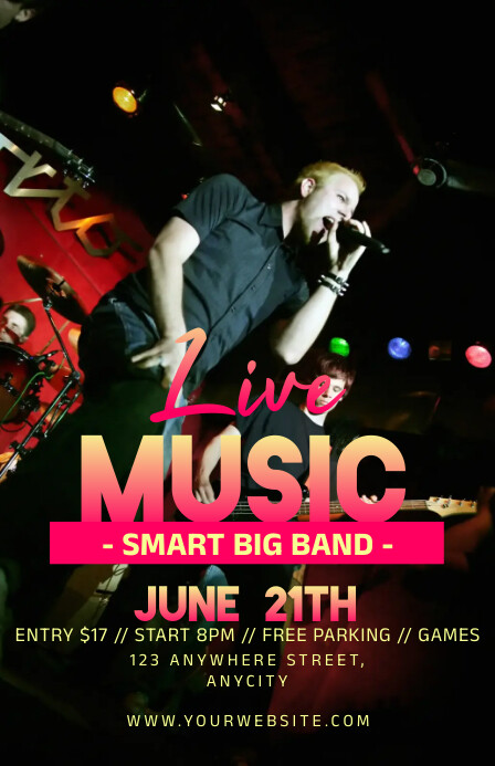 Black Vintage Live Music Tabloid Template | PosterMyWall