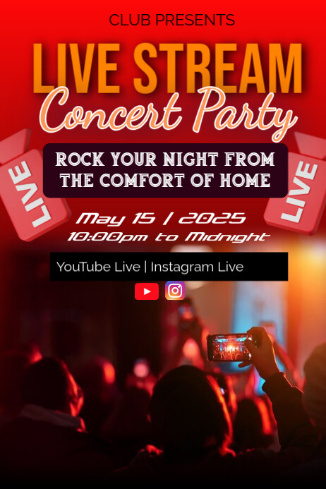 Copy of Black Vintage Live Stream Concert Party Poster | PosterMyWall