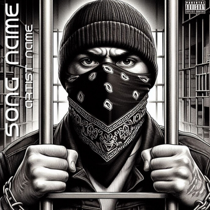 Black Vintage Man In Jail Mixtape Cover Album Cover Template | PosterMyWall