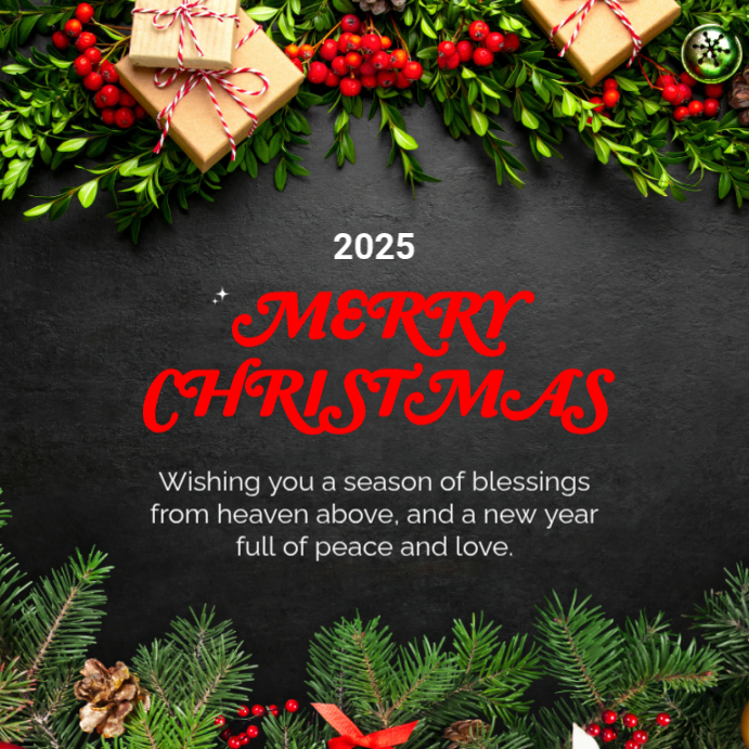 Black Vintage Merry Christmas Post Instagram Post Template | PosterMyWall