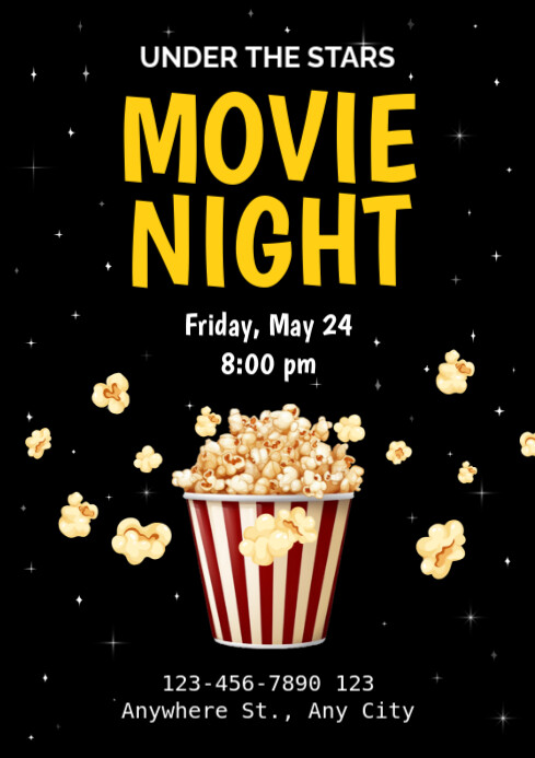 Black Vintage Movie Night Club Ads A4 Template | PosterMyWall