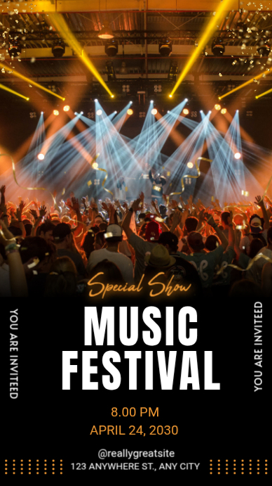 Black Vintage Music Festival Party Instagram Story Template | PosterMyWall