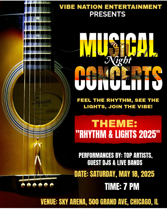 Black Vintage Musical Concerts Flyer Instagram Portrait Template ...