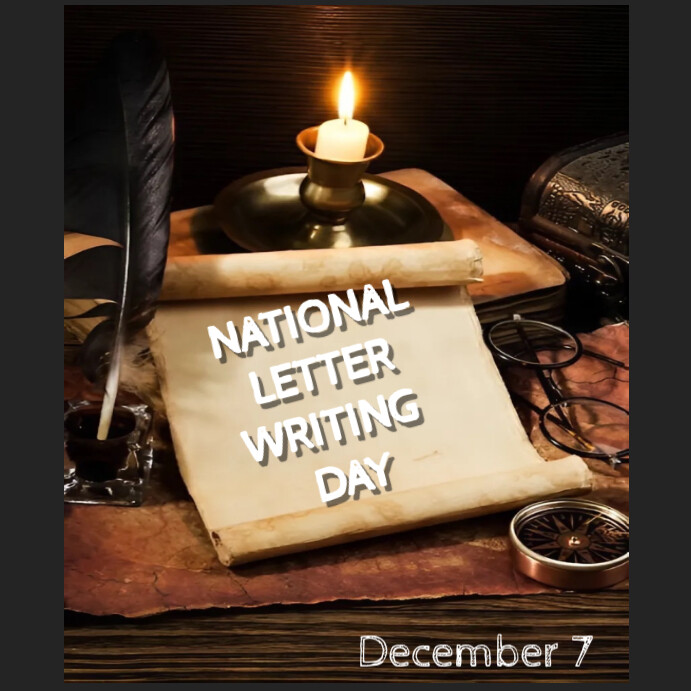 Black Vintage National Letter Writing Day Instagram Post Template ...
