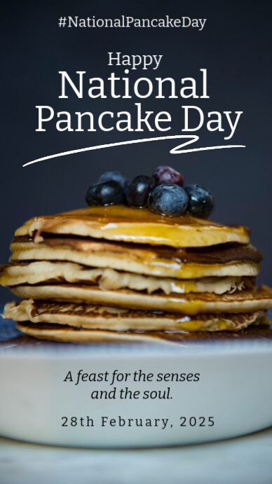 Black Vintage National Pancake Day Instagram Story Template | PosterMyWall