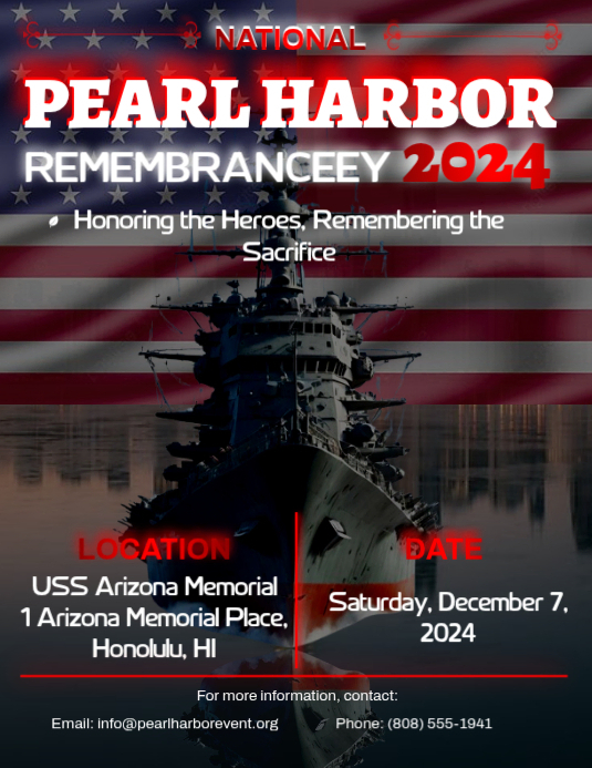 Black Vintage National Pearl Harbor Remembrance Day 2024 Flyer (us ...
