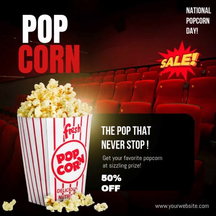 Plantilla de Black Vintage National Popcorn Day Instagram Post ...