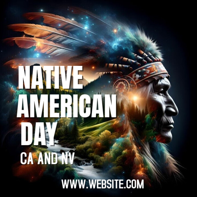 Black Vintage Native American Day Design Instagram Post Template ...