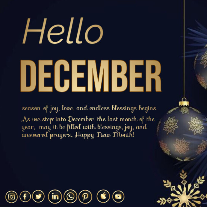 Plantilla de Black Vintage New Month December Instagram Post | PosterMyWall