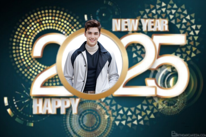 Black Vintage New Year Greetings Poster Template | PosterMyWall
