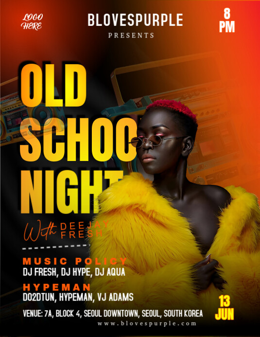 Black Vintage Old School Party Flyer (us Letter) Template | PosterMyWall