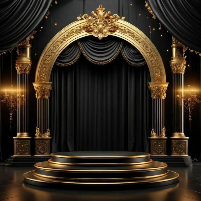 Black Vintage Opulent Golden Theater Stage Template | PosterMyWall